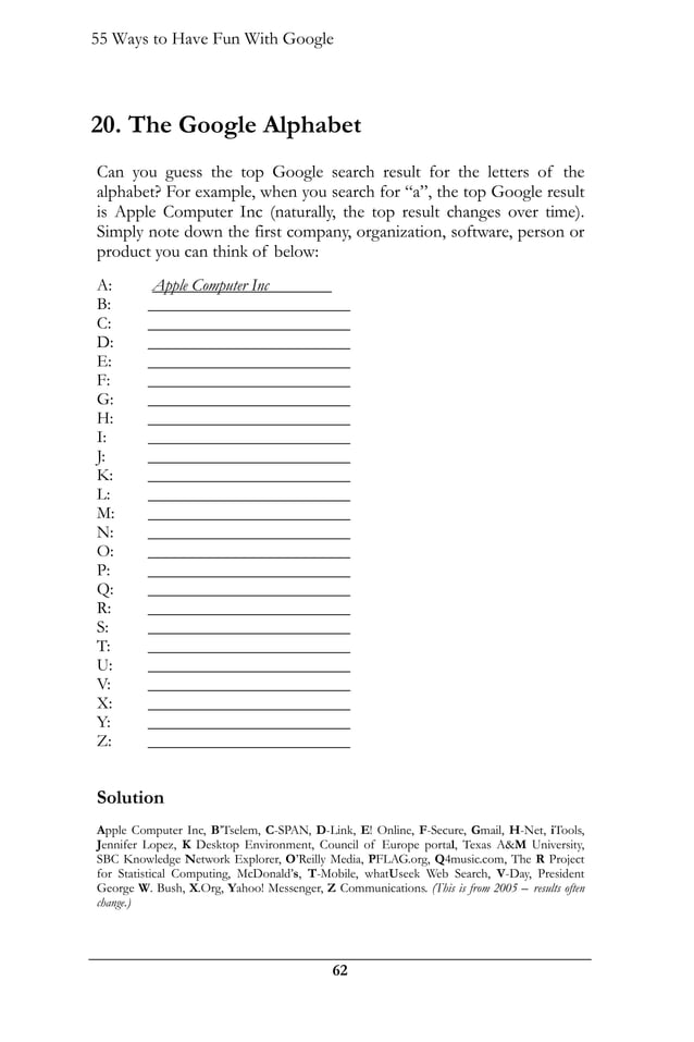 55 Ways To Have Fun With Google | PDF