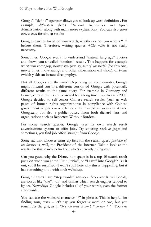 55 Ways To Have Fun With Google | PDF