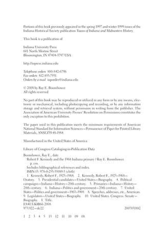 Robert F Kennedy And The 1968 Indiana Primary Ray E Boomhower | PDF