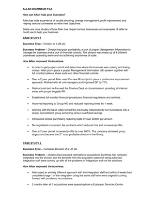 Allan Dickinson - LinkedIn - Examples of How Allan has helped ...