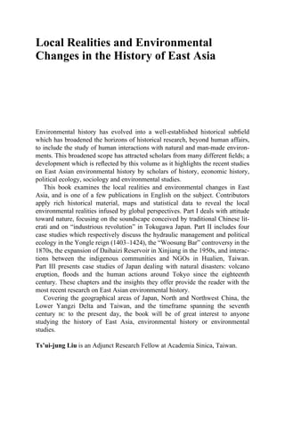 Local Realities And Environmental Changes In The History Of East Asia ...