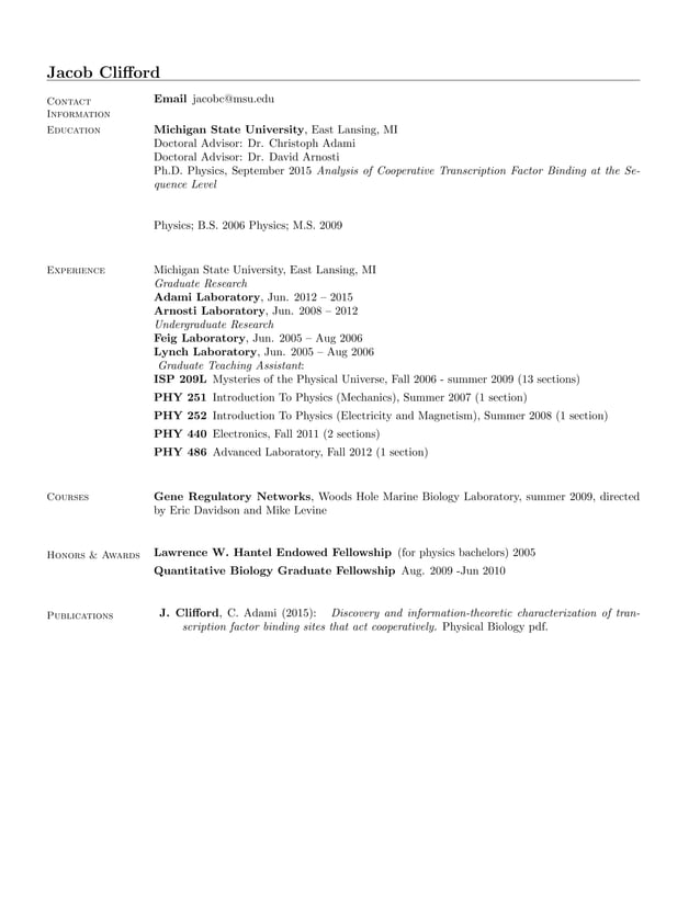 jcliffordCV | PDF