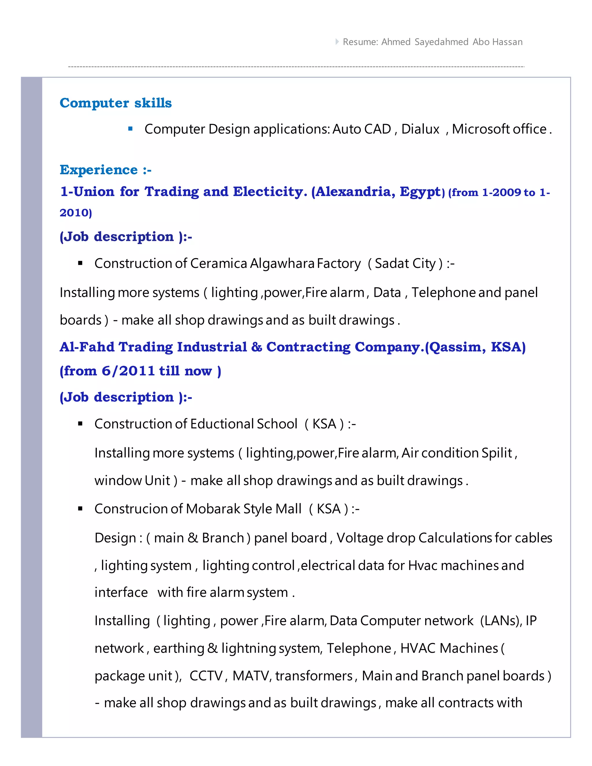 Ahmed hassan cv | DOCX | Computing | Technology & Computing