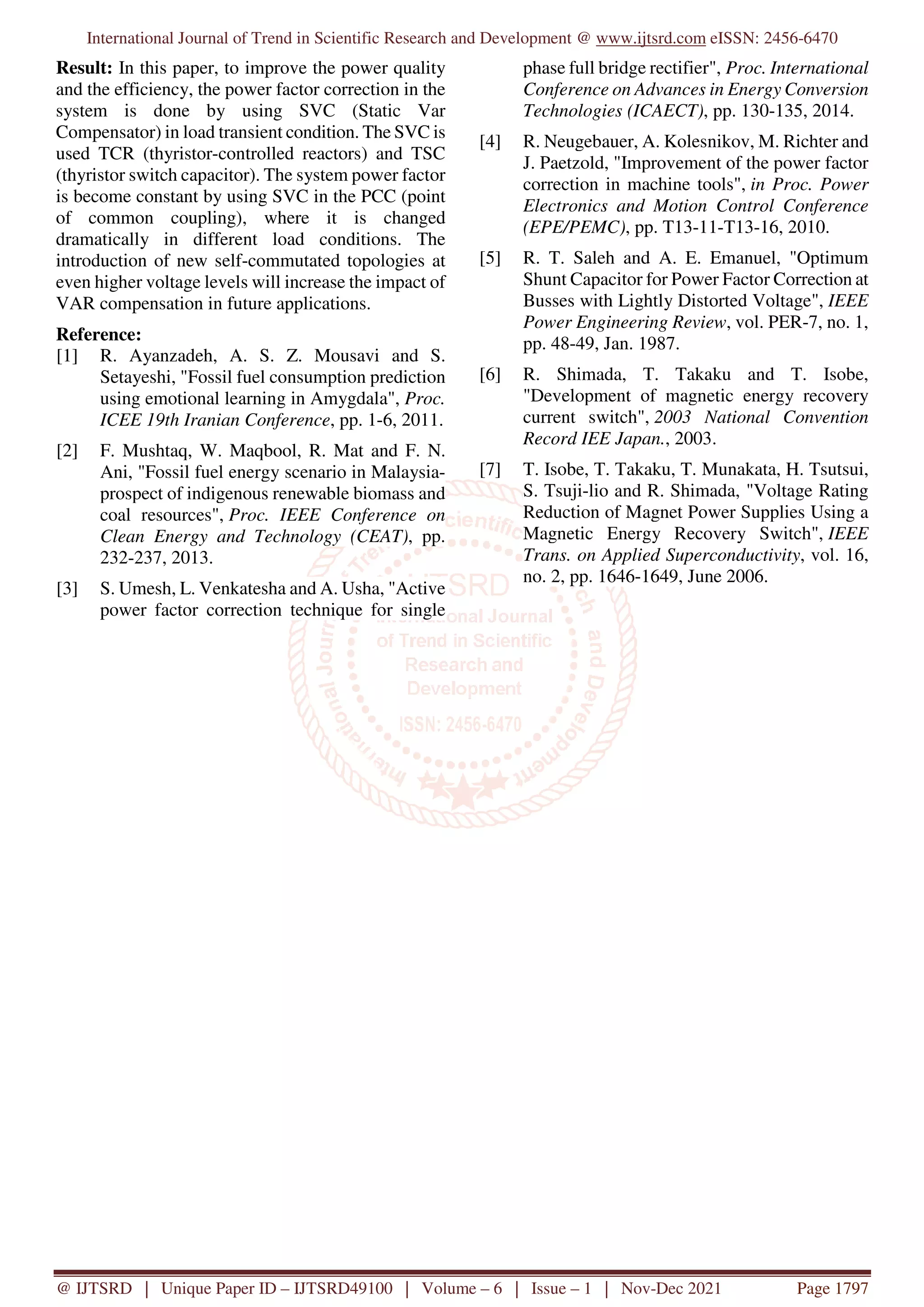 Reactive Power Compensation And Power Factor Correction By Reactive Var