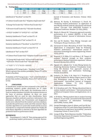Using Naive Bayesian Classifier for Predicting Performance of a Student | PDF