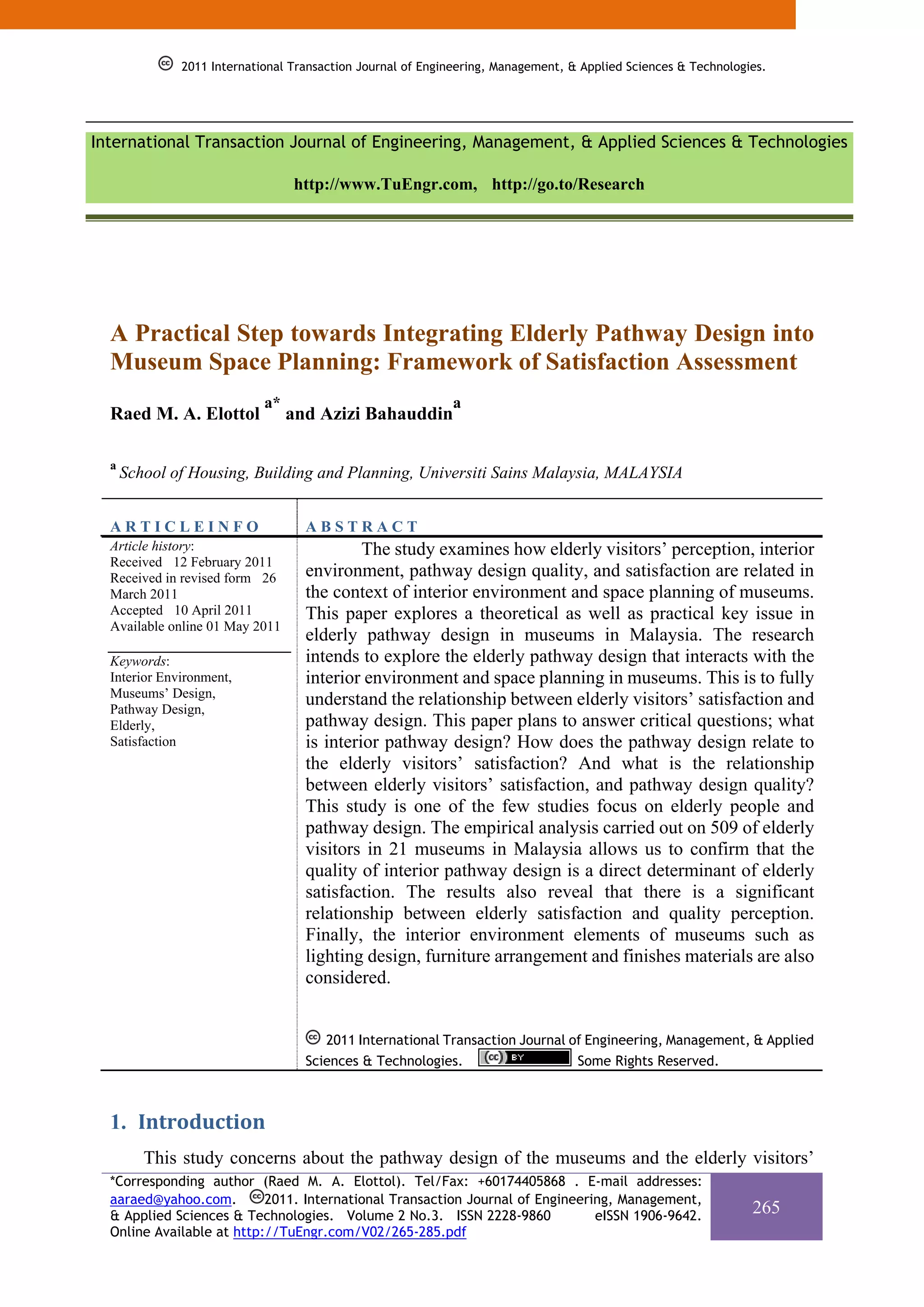 A Practical Step towards Integrating Elderly Pathway Design into Museum ...