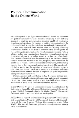Political Communication In The Online World Theoretical Approaches And ...