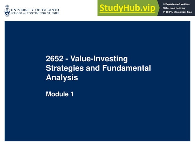 2652 -Value-Investing Strategies And Fundamental Analysis Module 1 | PDF