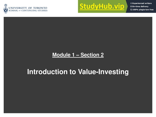 2652 -Value-Investing Strategies And Fundamental Analysis Module 1 | PDF