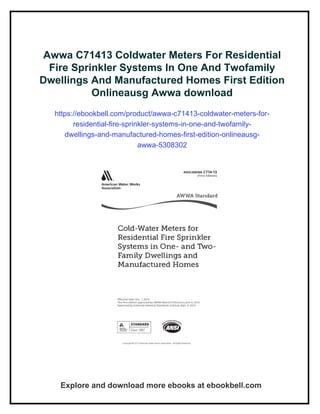 Awwa C71413 Coldwater Meters For Residential Fire Sprinkler Systems In ...