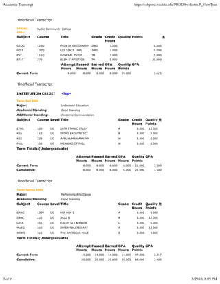 Standridge - WSU Academic Transcript | PDF