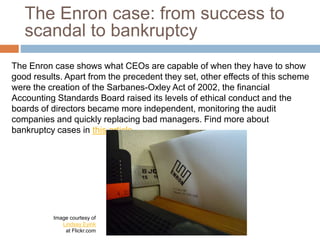 The Enron case: from success to scandal to bankruptcy | PPTX ...