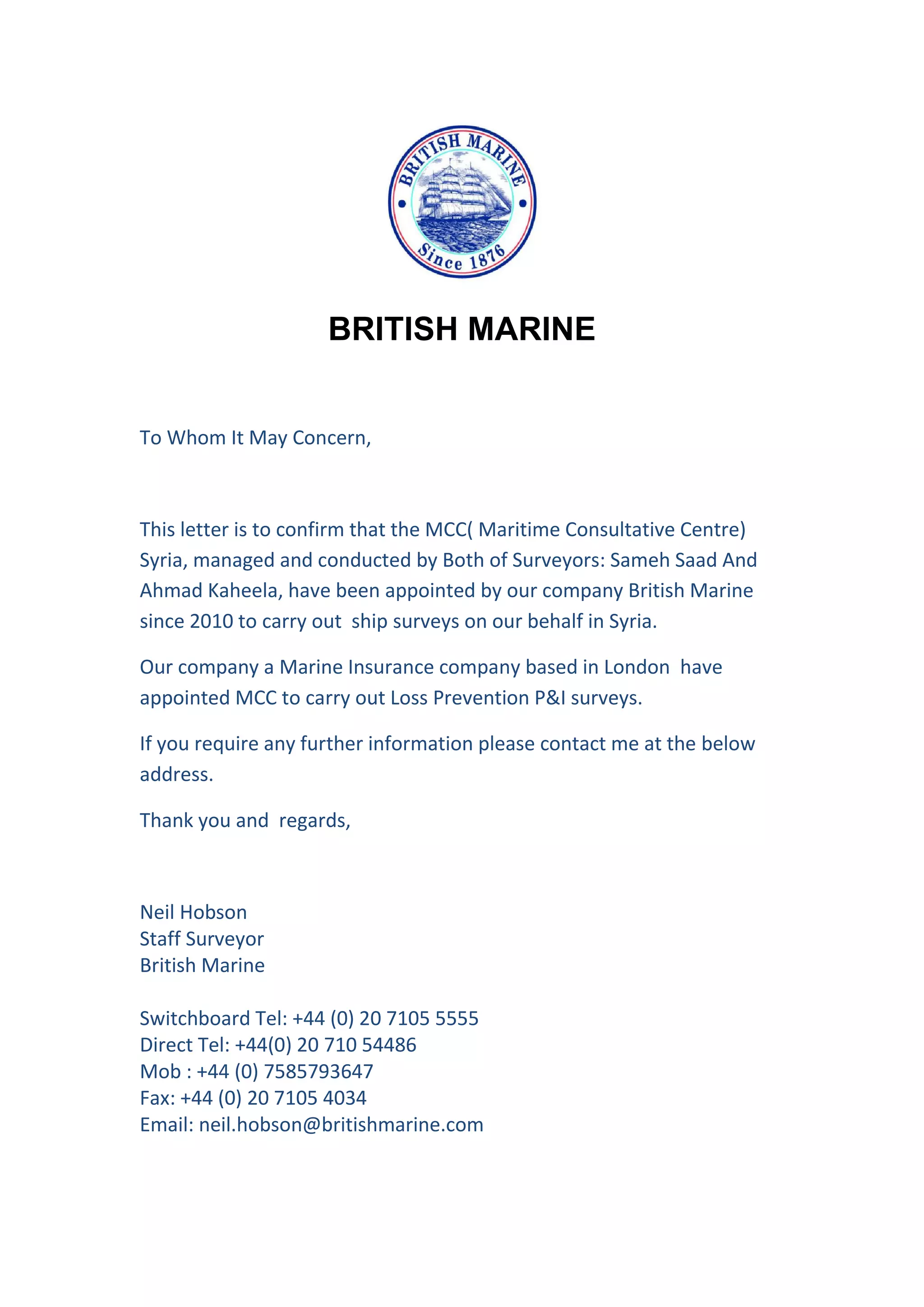 British Marine Appointment Letter | PDF