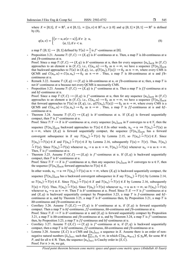 Fixed point theorem between cone metric space and quasi-cone metric space | PDF