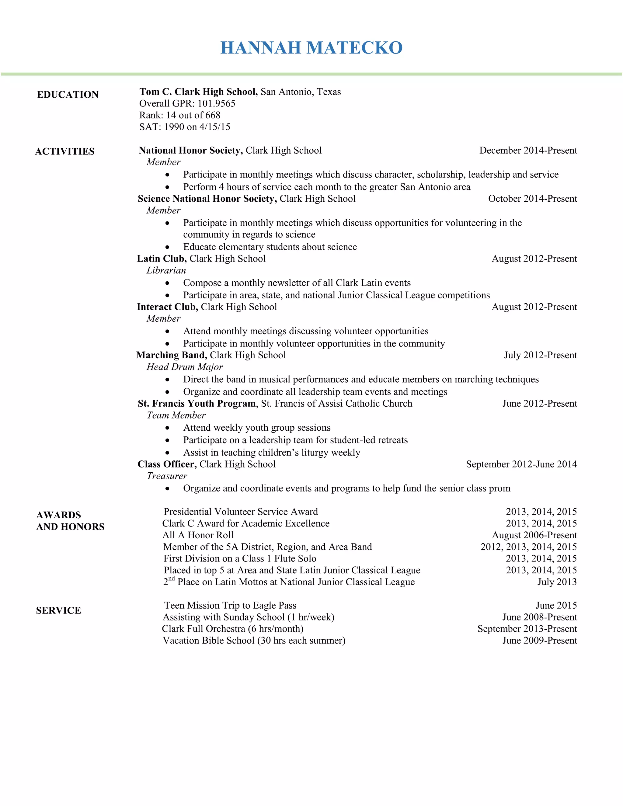 Online HS Resume | PDF