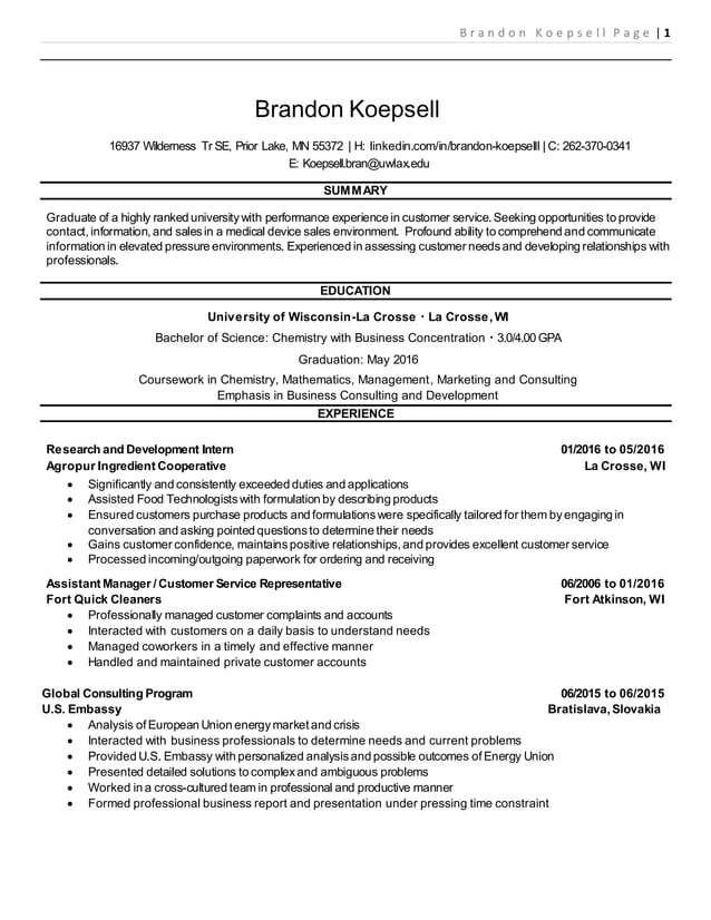 Brandon's Resume | DOCX | Business | Business and Finance