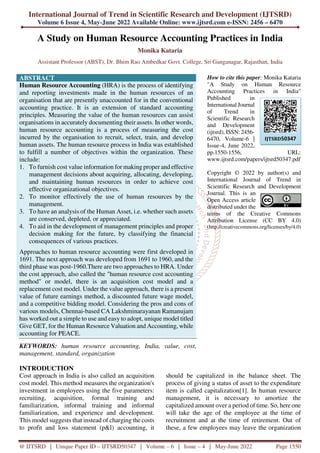 A Study on Human Resource Accounting Practices in India | PDF