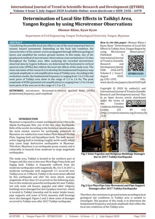Determination of Local Site Effects in Taikkyi Area, Yangon Region by using Microtremor ...