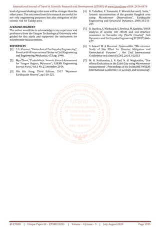 Determination of Local Site Effects in Taikkyi Area, Yangon Region by ...