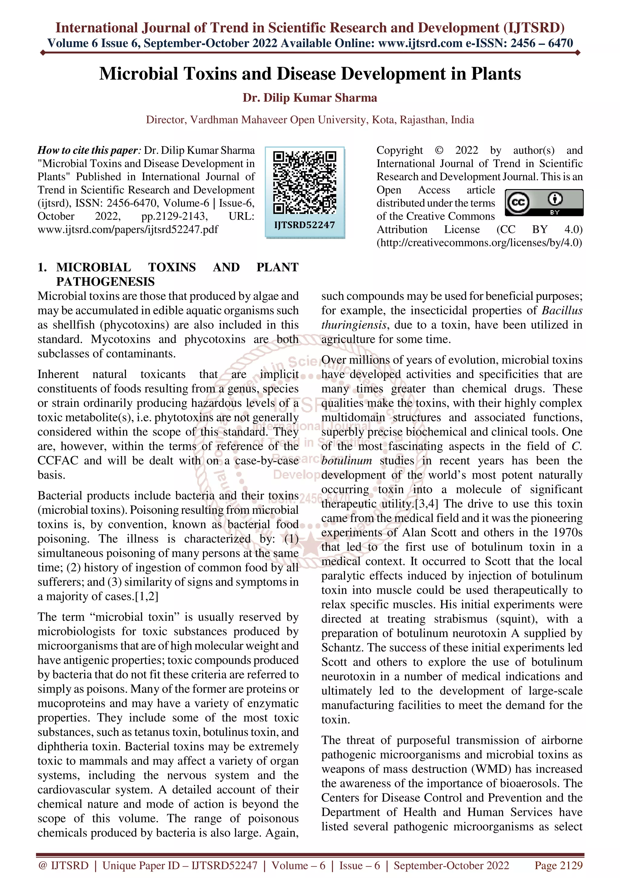 Microbial Toxins and Disease Development in Plants | PDF