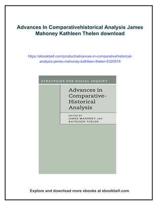 Advances In Comparativehistorical Analysis James Mahoney Kathleen ...