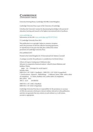 Advances In Comparativehistorical Analysis James Mahoney Kathleen ...