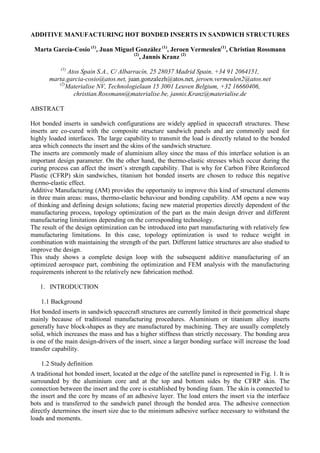 ADDITIVE MANUFACTURING HOT BONDED INSERTS IN SANDWICH STRUCTURES | PDF