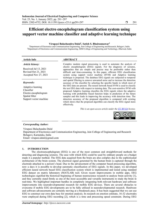 Efficient electro encephelogram classification system using support vector machine classifier ...