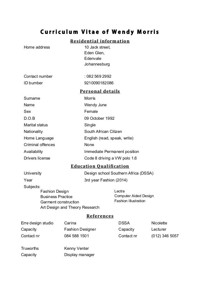 cv wendy 2015 latest