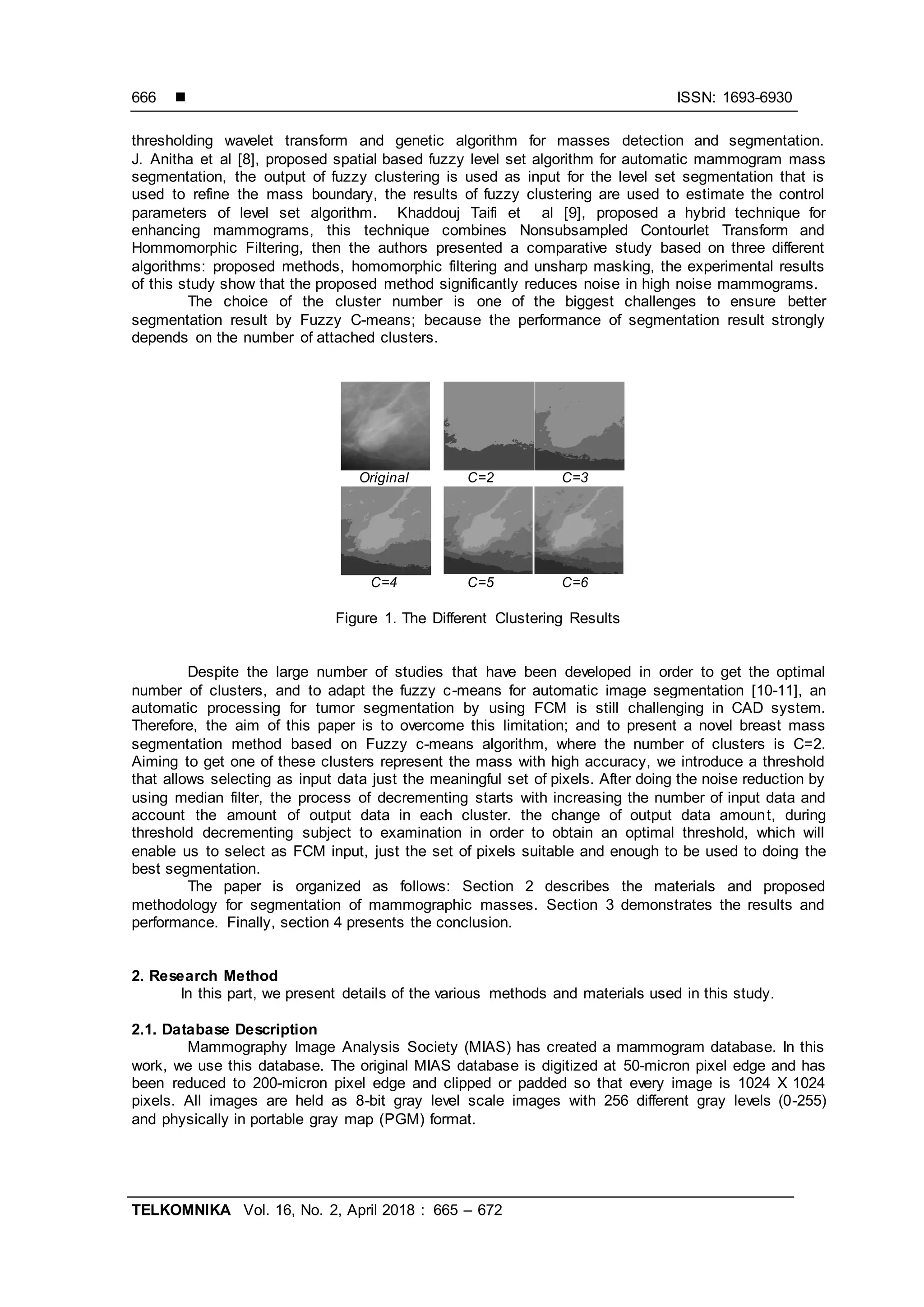 Breast Mass Segmentation Using A Semi Automatic Procedure Based On Fuzzy C Means Clustering Pdf