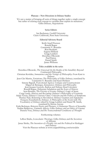 Untimely Affects Gilles Deleuze And An Ethics Of Cinema Reprint Nadine ...