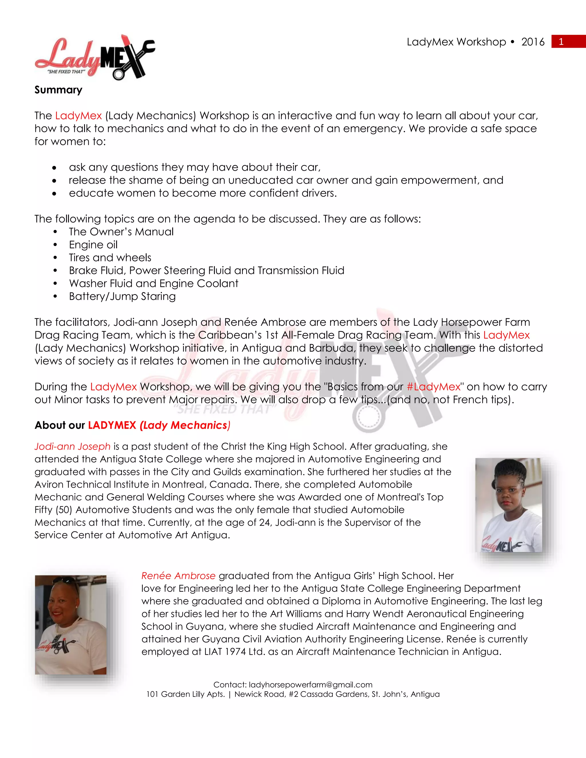 LadyMex Workshop Sponsorship Proposal - (Final) | PDF