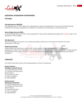 LadyMex Workshop Sponsorship Proposal - (Final) | PDF