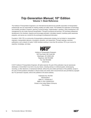 Trip Generation Manual 10 th Edition Institute Of Transportation ...