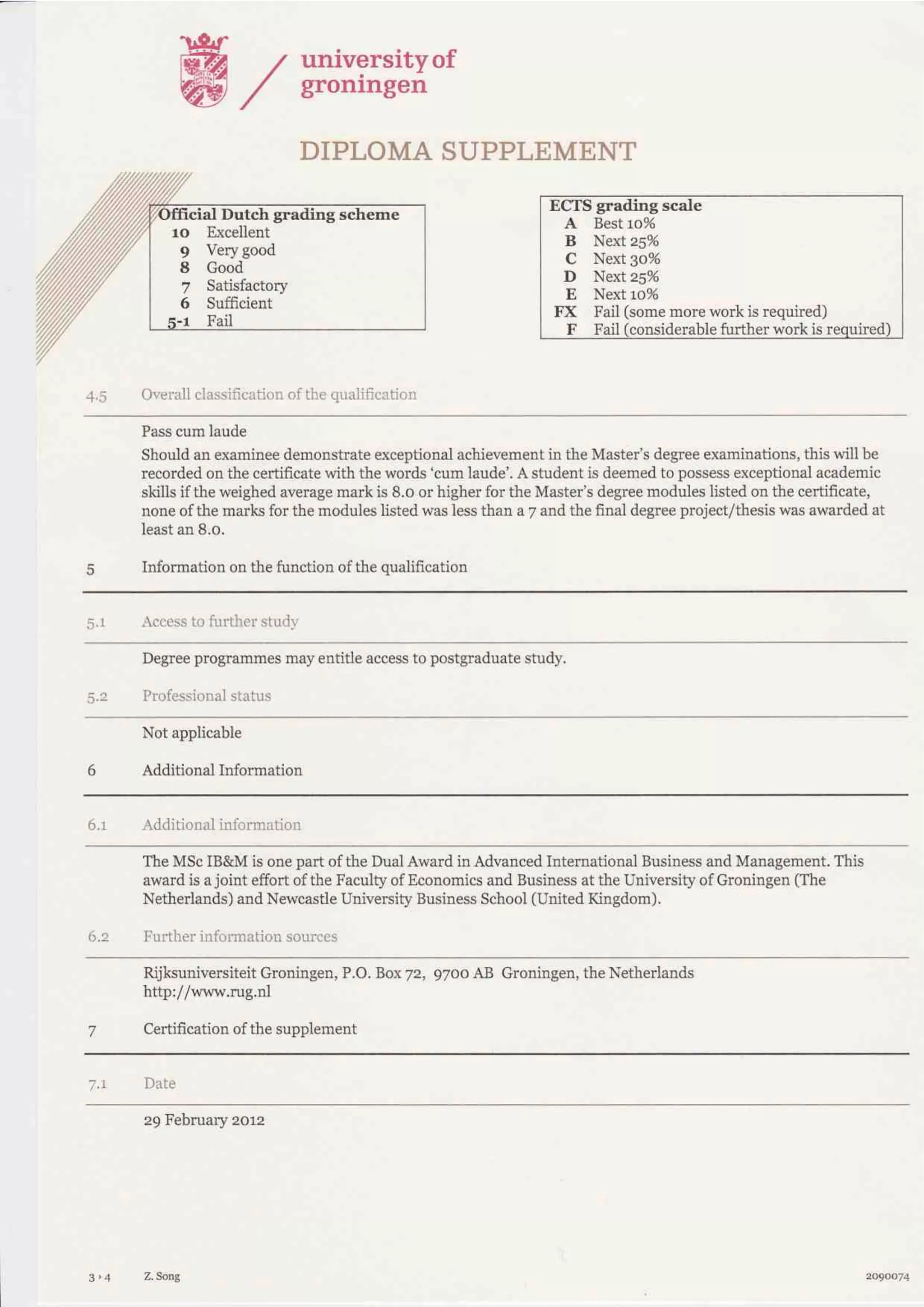 certificate(Groningen University) | PDF