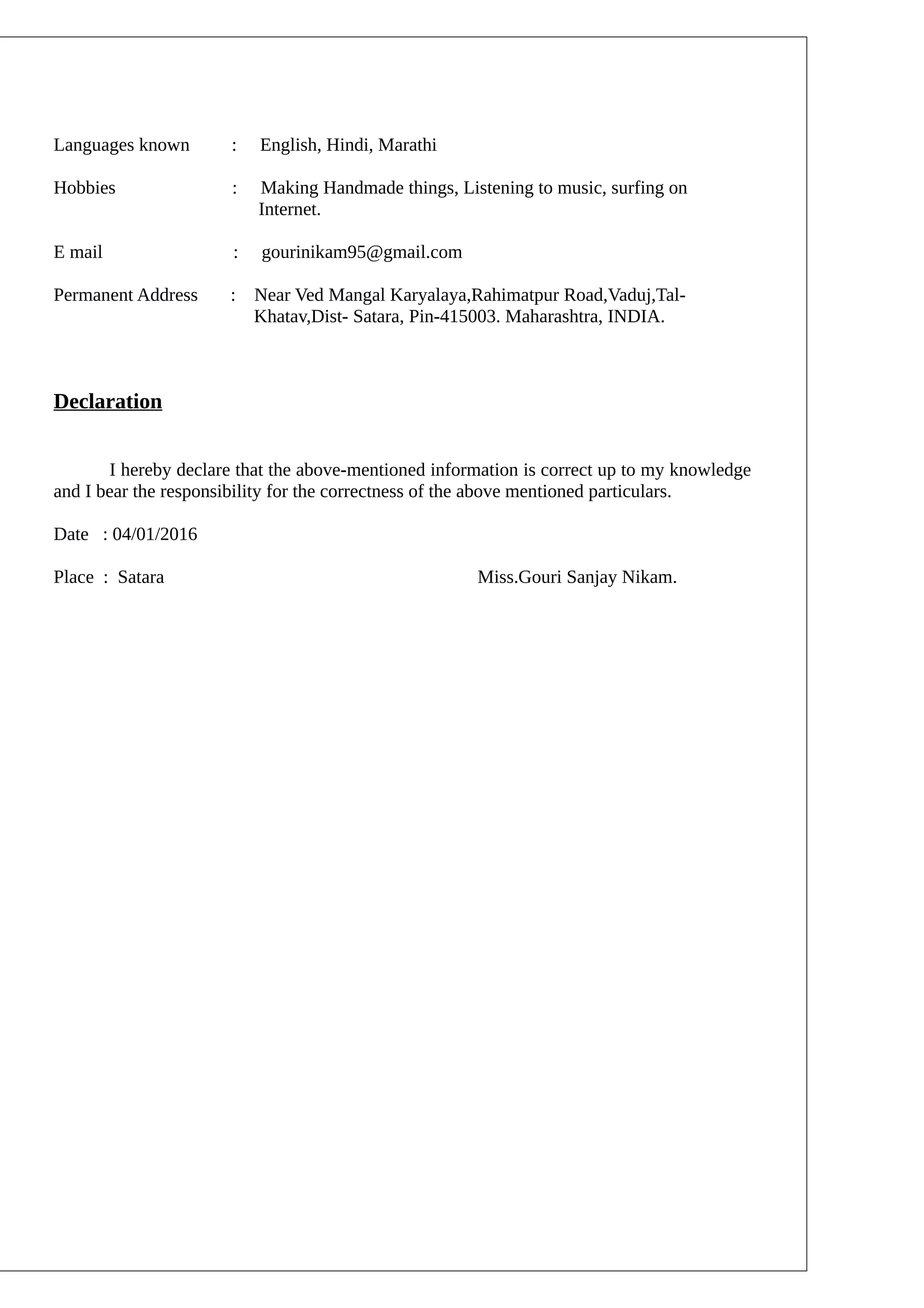 GouriNikam(Resume) | PDF