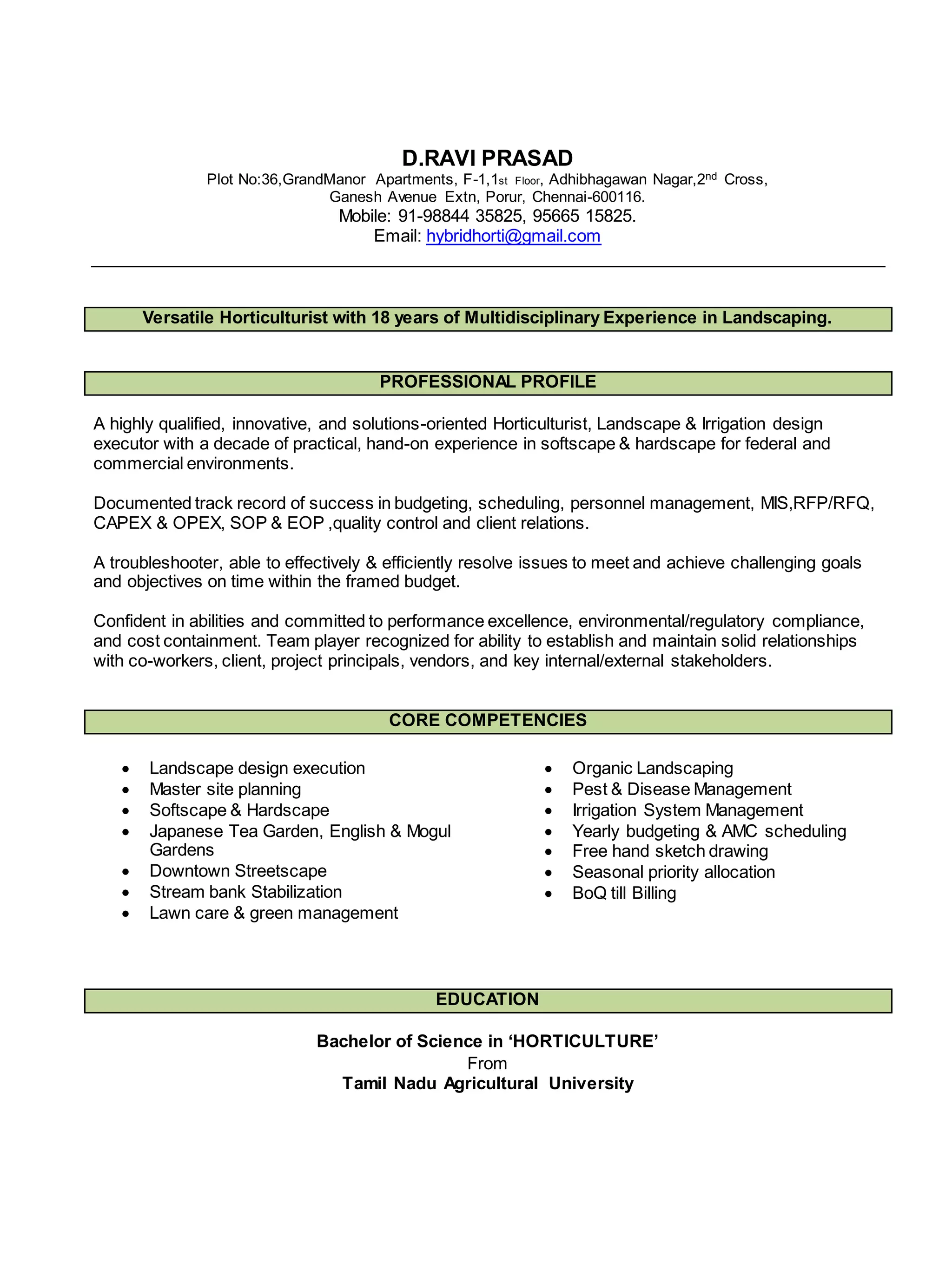 Ravi New Resume | DOCX