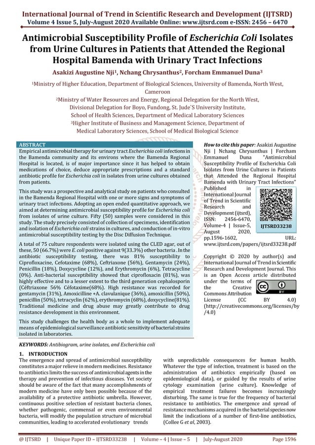Antimicrobial Susceptibility Profile of Escherichia Coli Isolates from ...