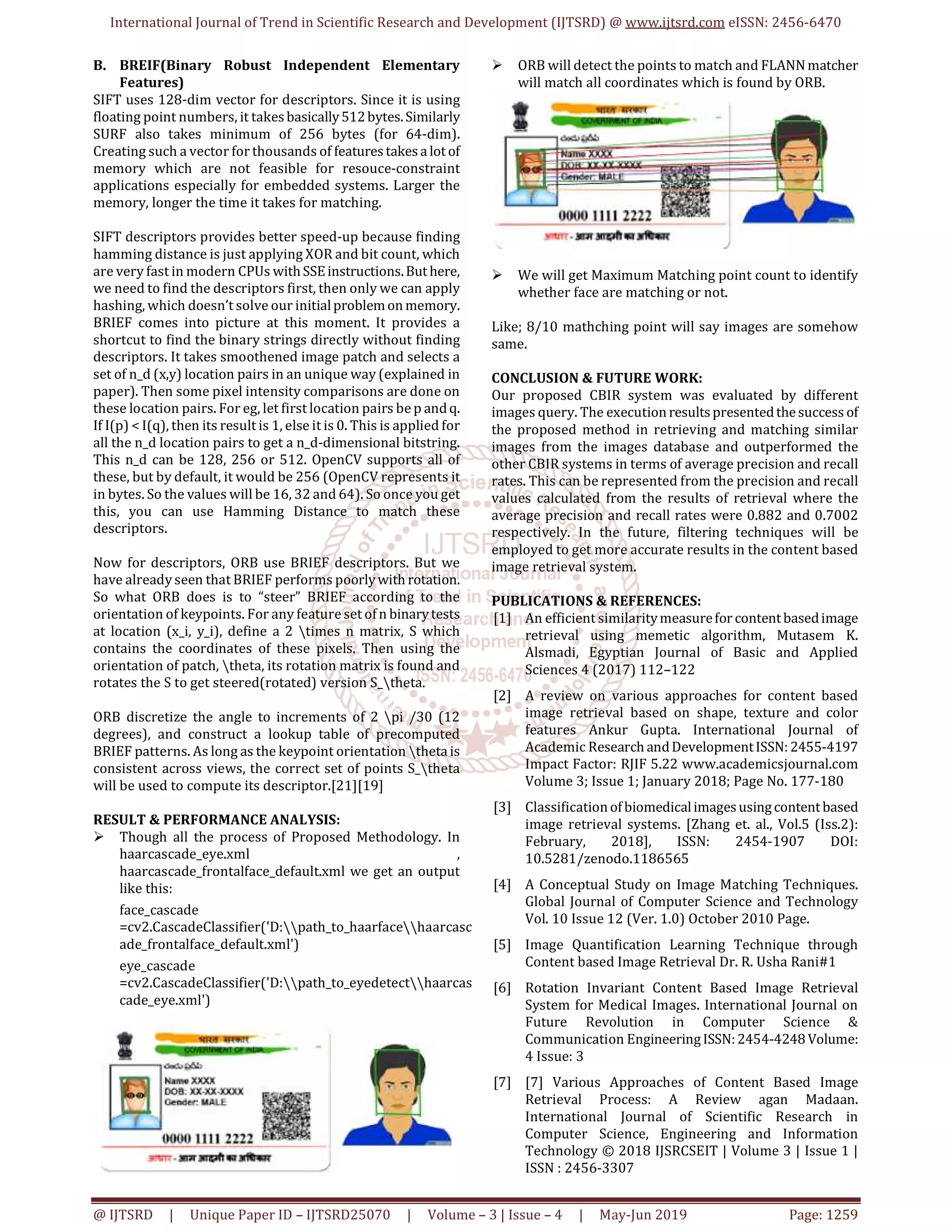 Authenticate Aadhar Card Picture with Current Image using Content Based Image Processing | PDF