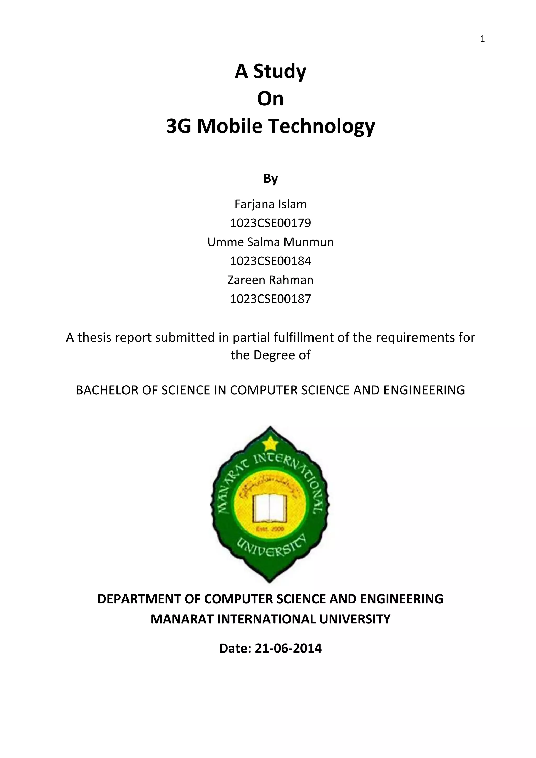 Thesis_A Study on 3G Mobile Technology | PDF