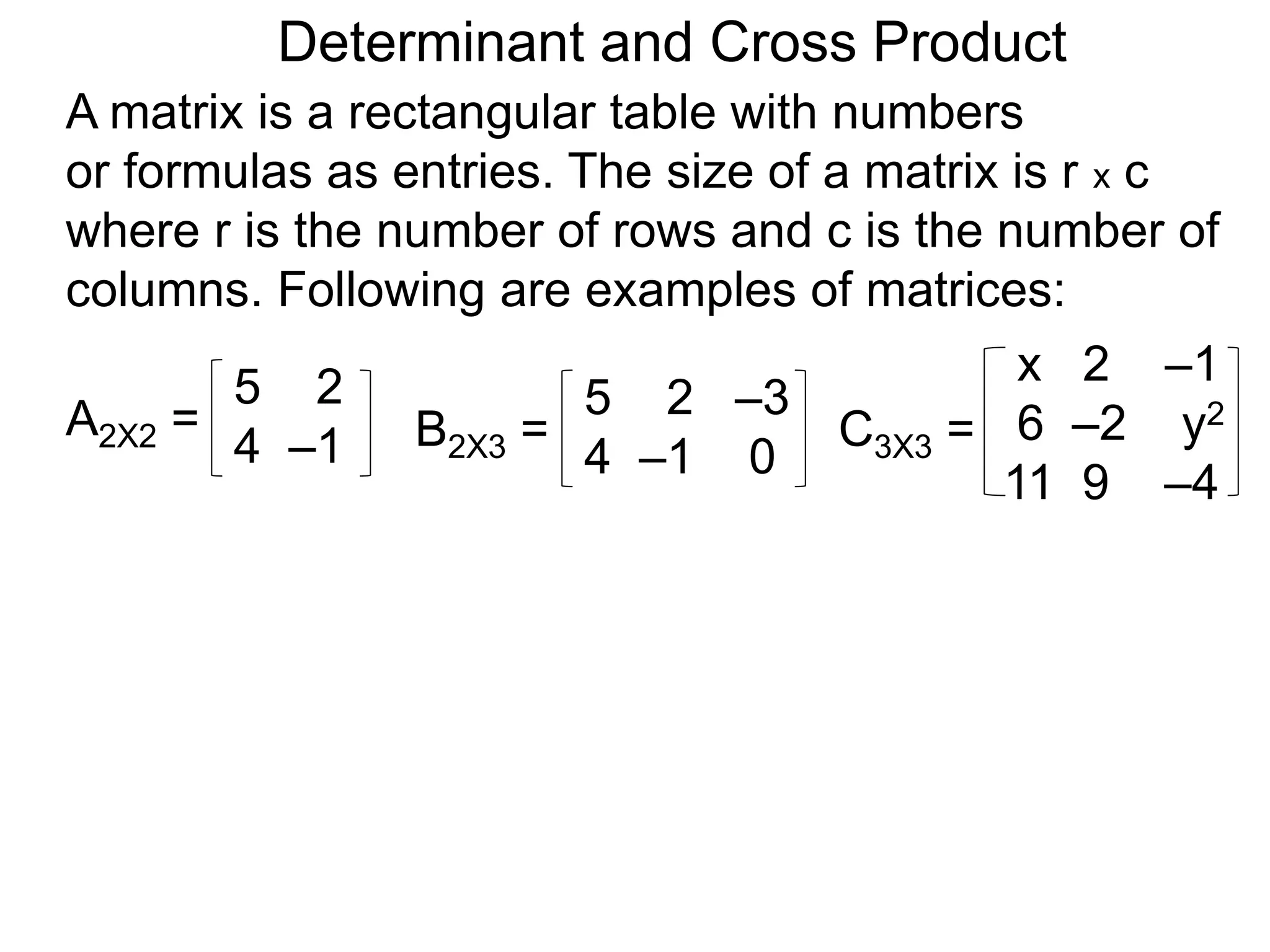 267 4 determinant and cross product-n | PPTX