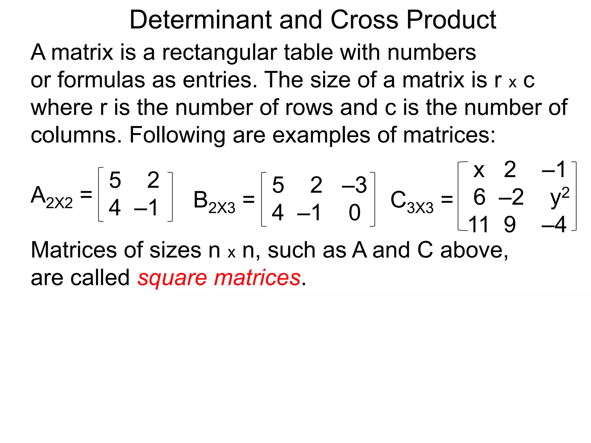 267 4 determinant and cross product-n | PPTX