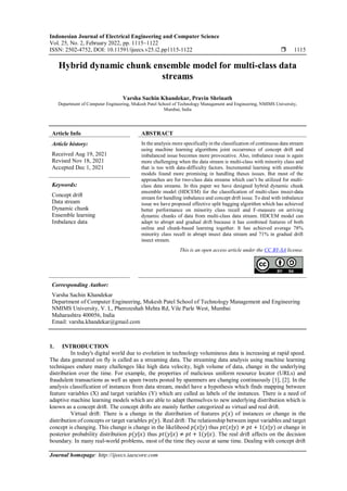 Hybrid dynamic chunk ensemble model for multi-class data streams | PDF