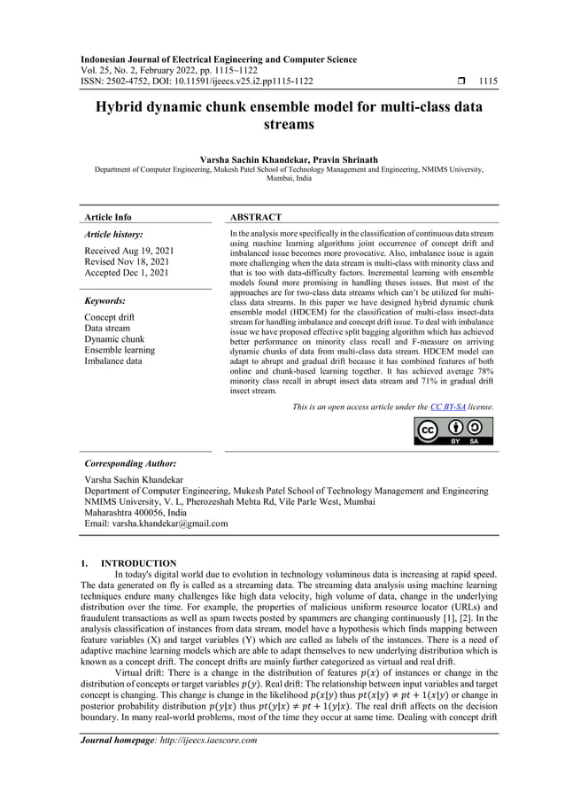Hybrid dynamic chunk ensemble model for multi-class data streams | PDF