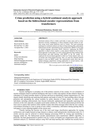 Crime prediction using a hybrid sentiment analysis approach based on ...