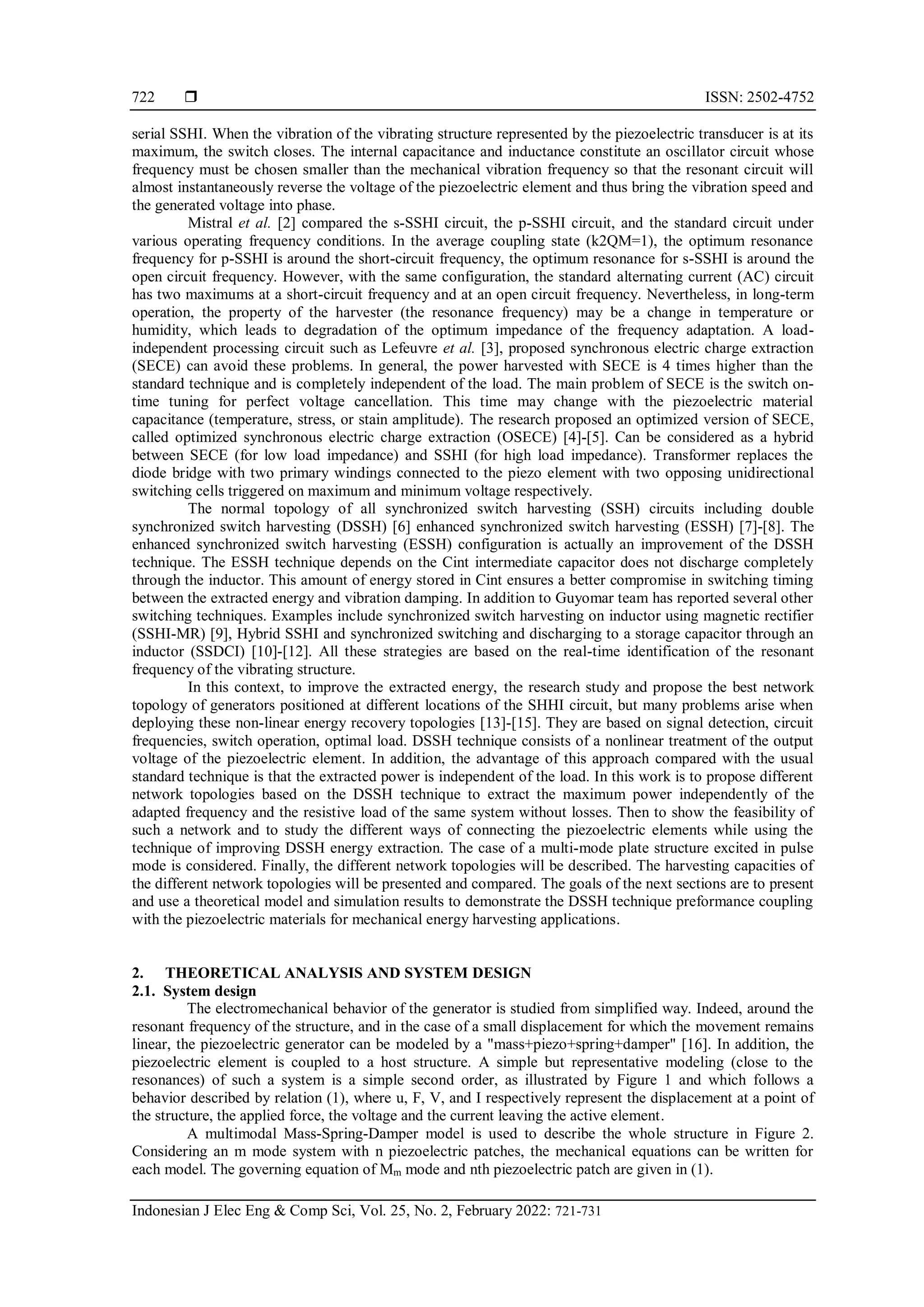 Topology network effects for double synchronized switch harvesting ...