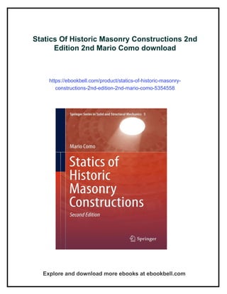 Statics Of Historic Masonry Constructions 2nd Edition 2nd Mario Como | PDF