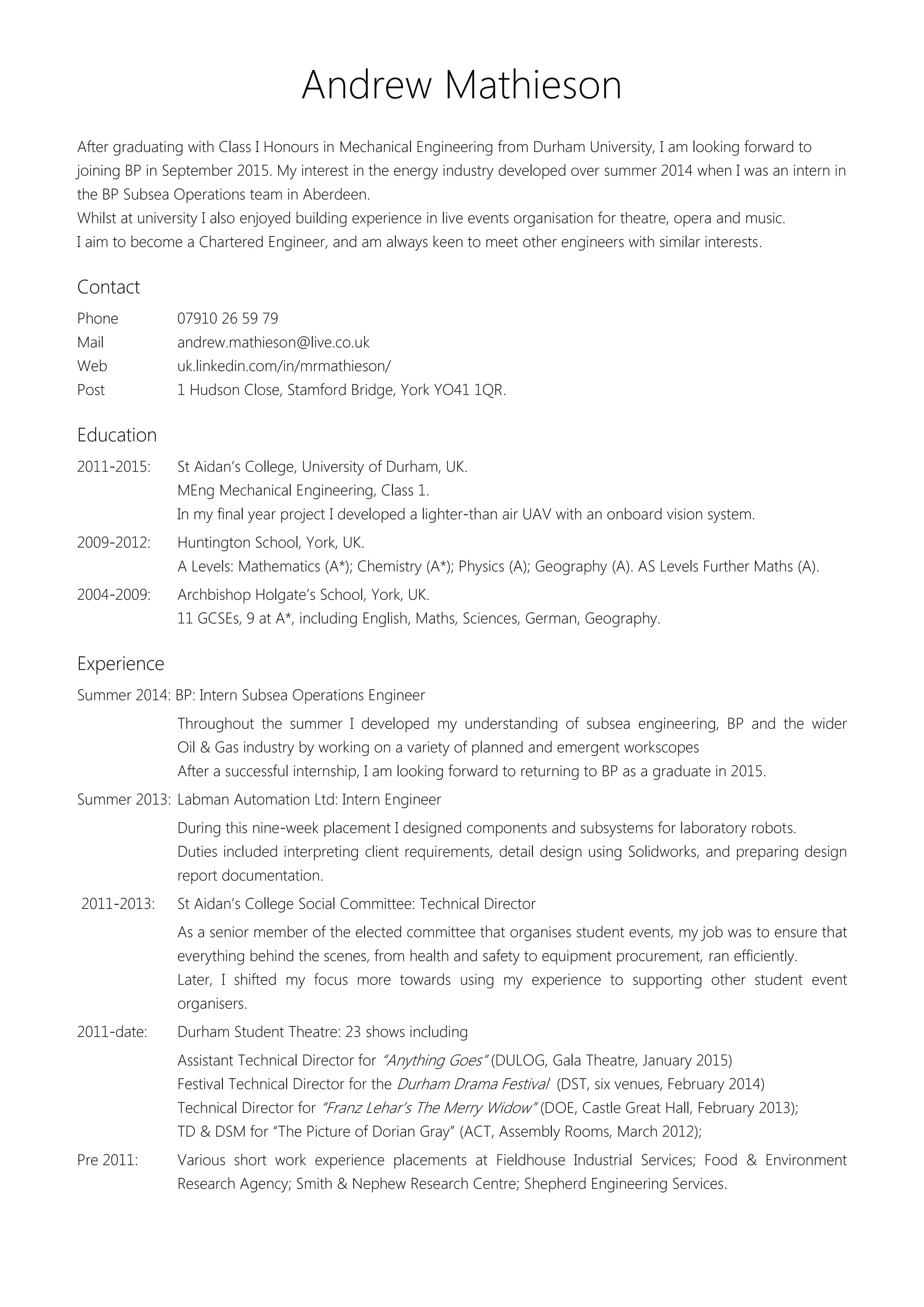 Andrew Mathieson 11-08-15 CV | PDF