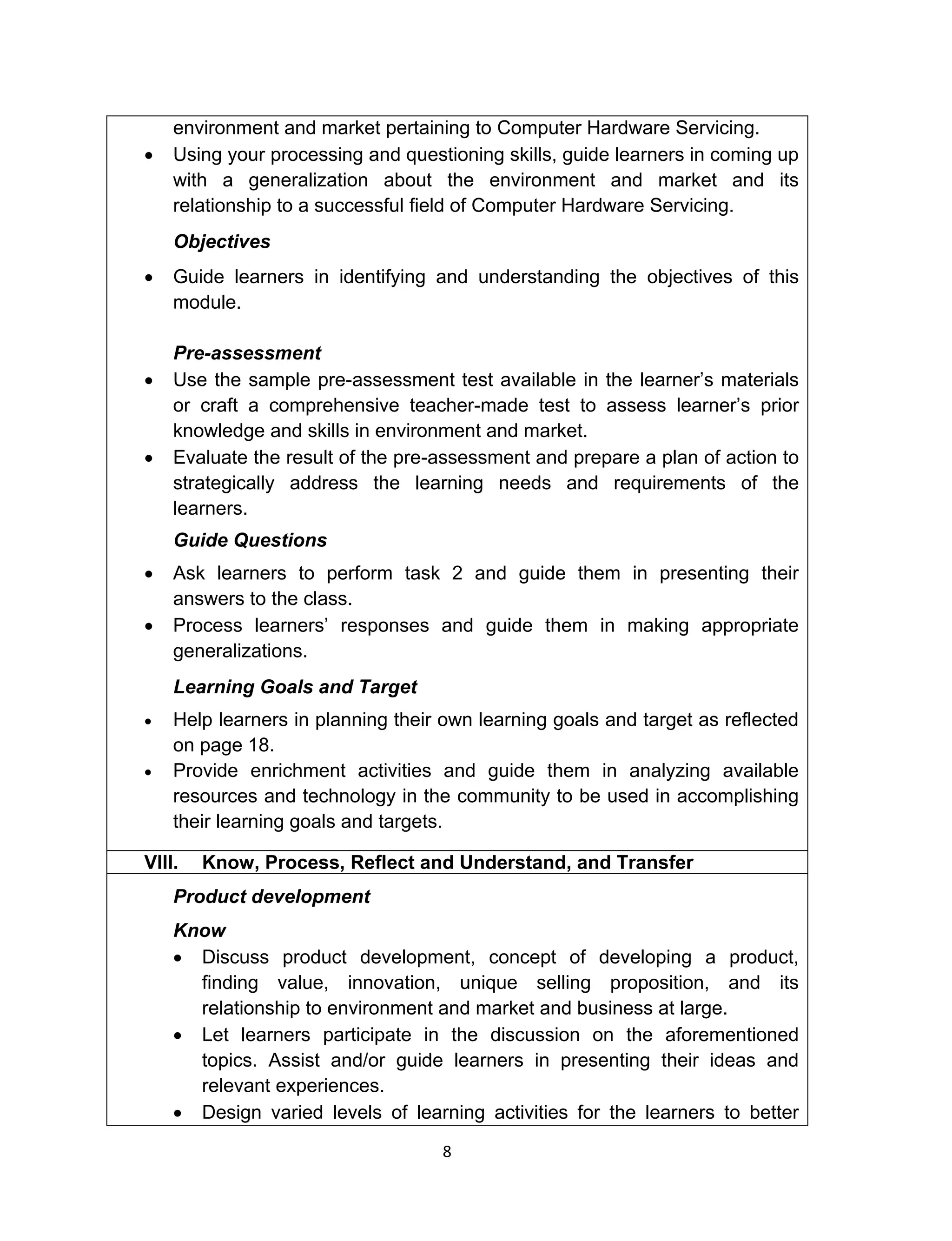 Computer Hardware Servicing Learner's Material Grade 10 | PDF