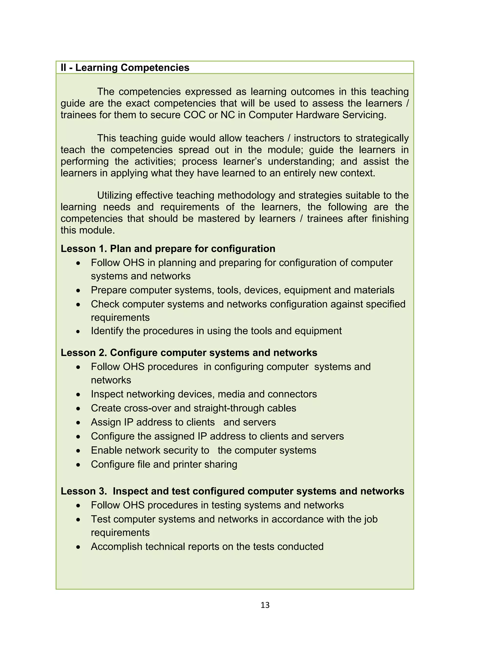 Computer Hardware Servicing Learner's Material Grade 10 | PDF